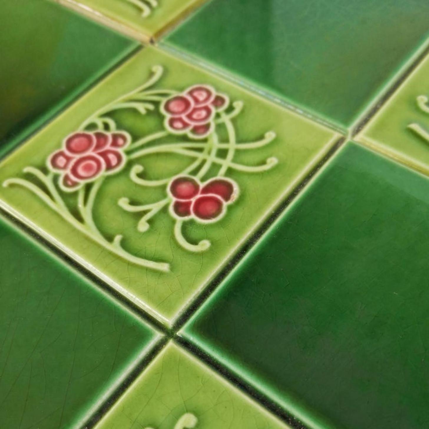 1 of the 30 Antique Glazed Relief Tiles by Gilliot Frères, Hemiksem ...