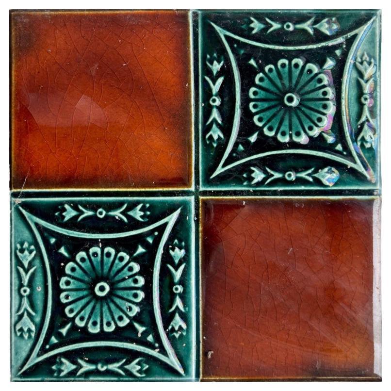 Mixed Art Deco Relief Tiles by Gilliot, Hemiksem, circa 1920 For Sale ...