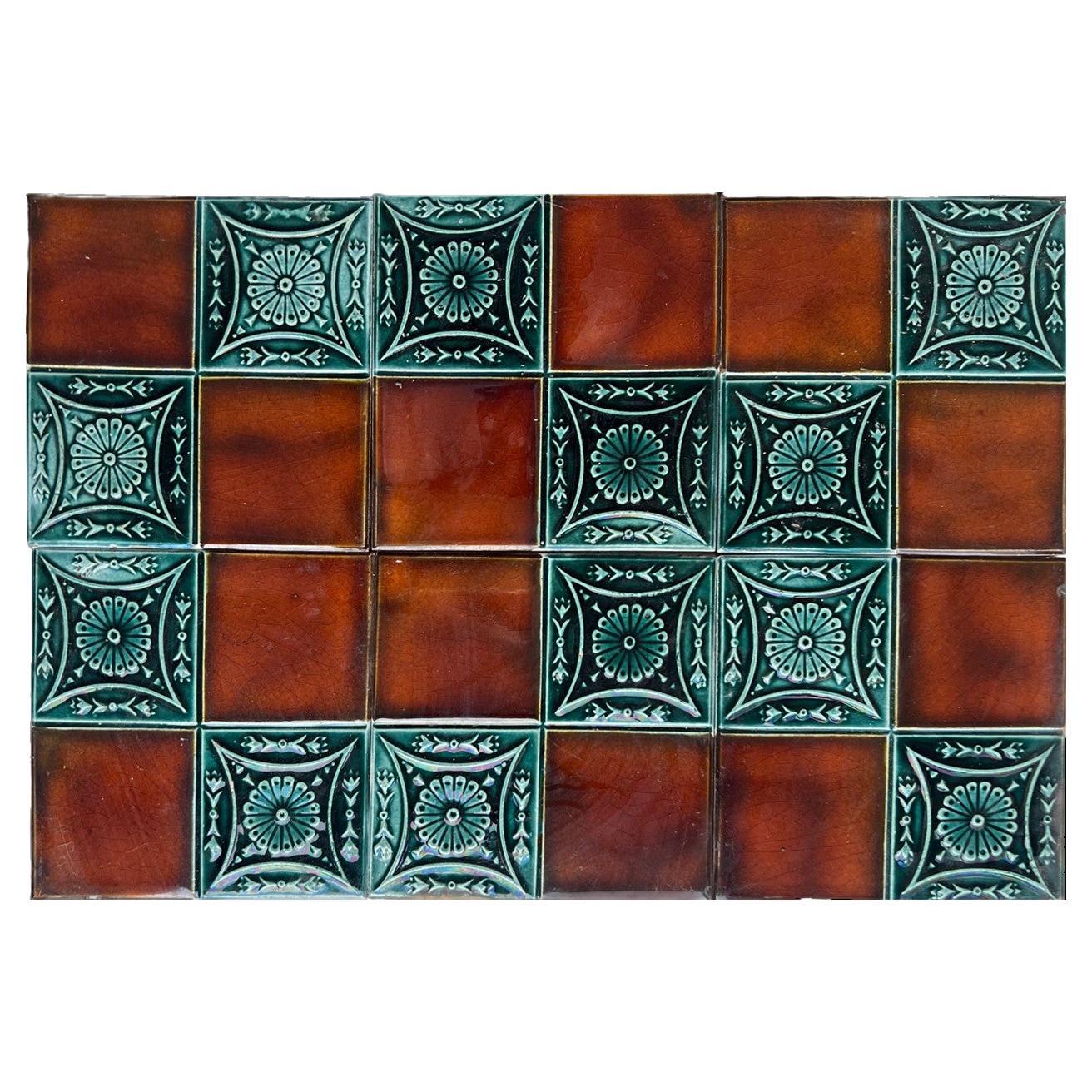 1 of the 63 Art Nouveau Glazed Relief Tiles by Gilliot, circa 1920 For ...
