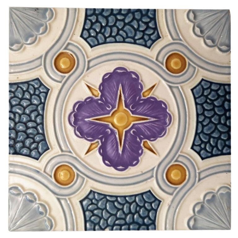 1 of the 36 Unique Antique Relief Tiles, circa 1920, Faiencerie de ...
