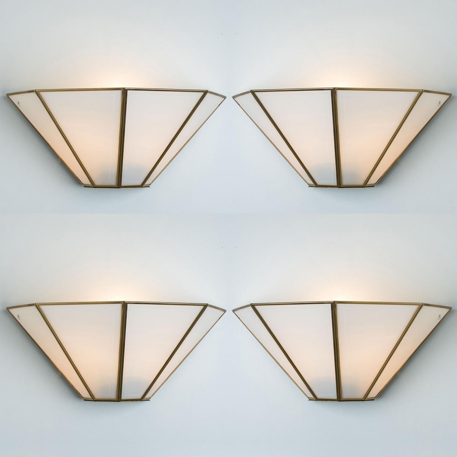1 of the 4 Geometrical Gold Brass White Wall Lights, 1970, Germany For ...