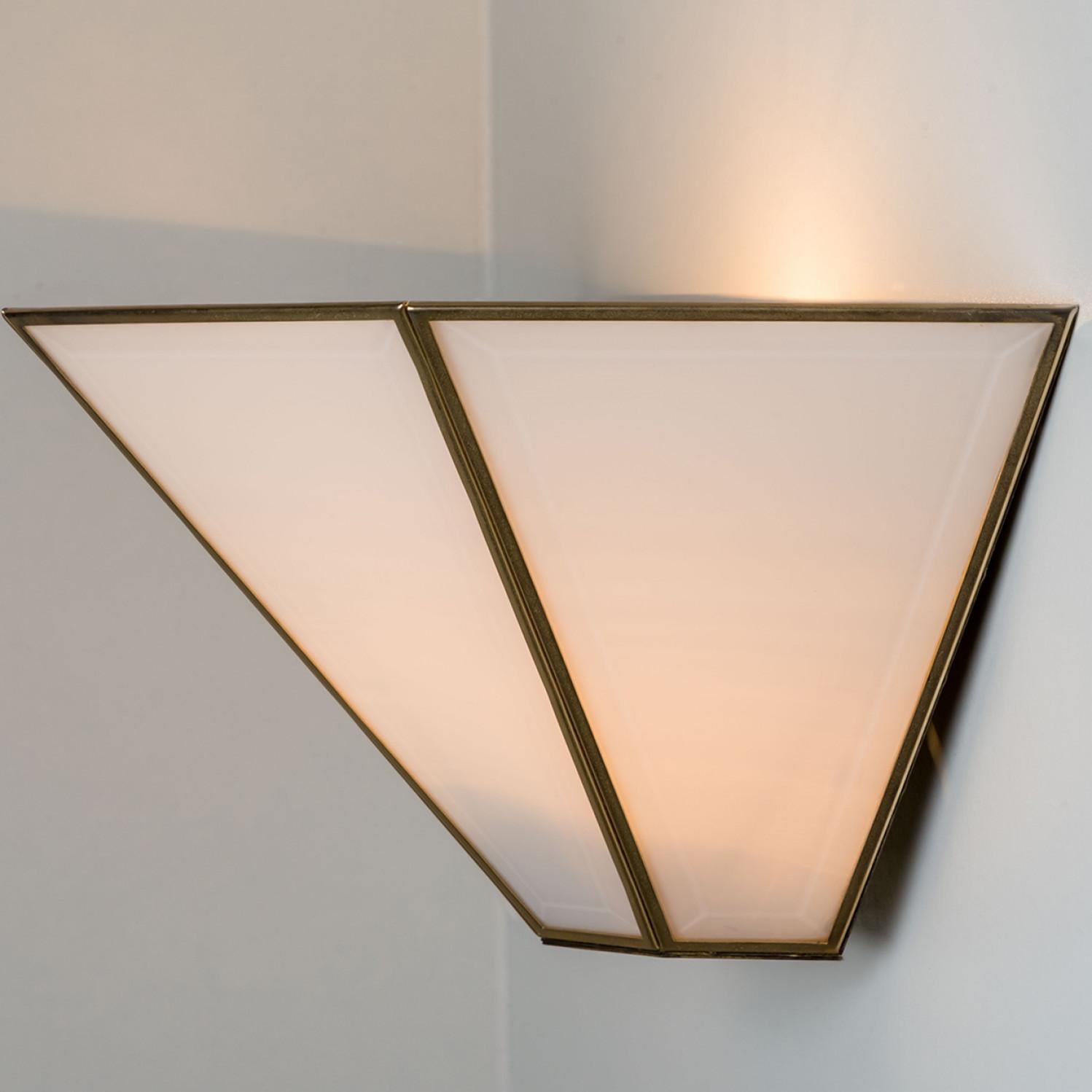 1 of the 4 Geometrical Gold Brass White Wall Lights, 1970, Germany For ...