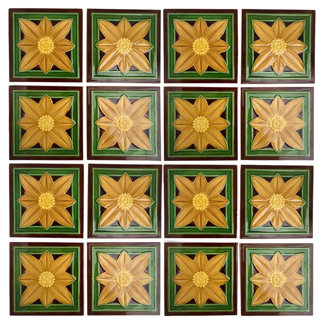 Mixed Art Deco Relief Tiles by Gilliot, Hemiksem, circa 1920 For Sale ...
