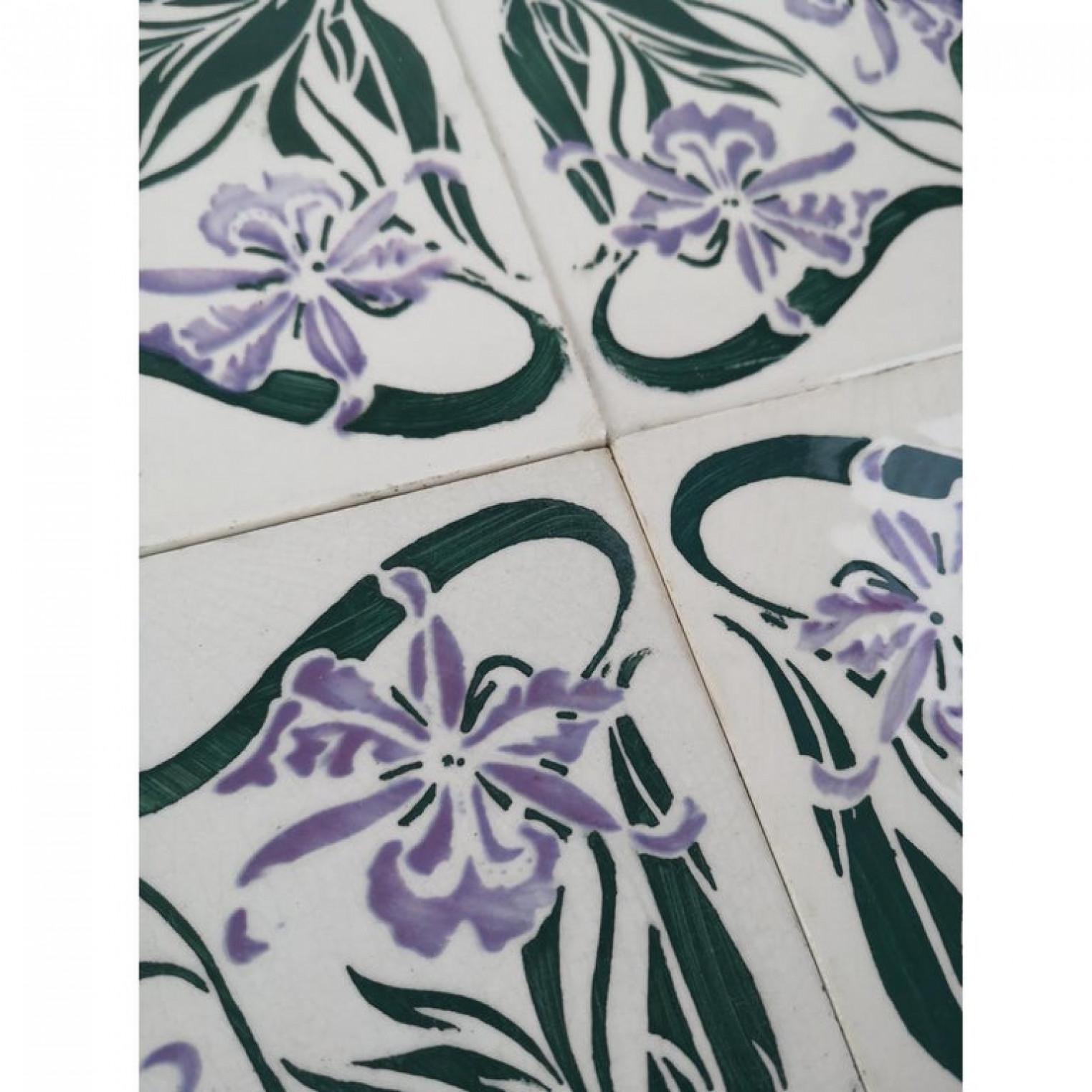 1 of the 40 Art Nouveau Wall Tiles Marque de Fabrique CF, Devres, France, 1920 For Sale at 1stDibs