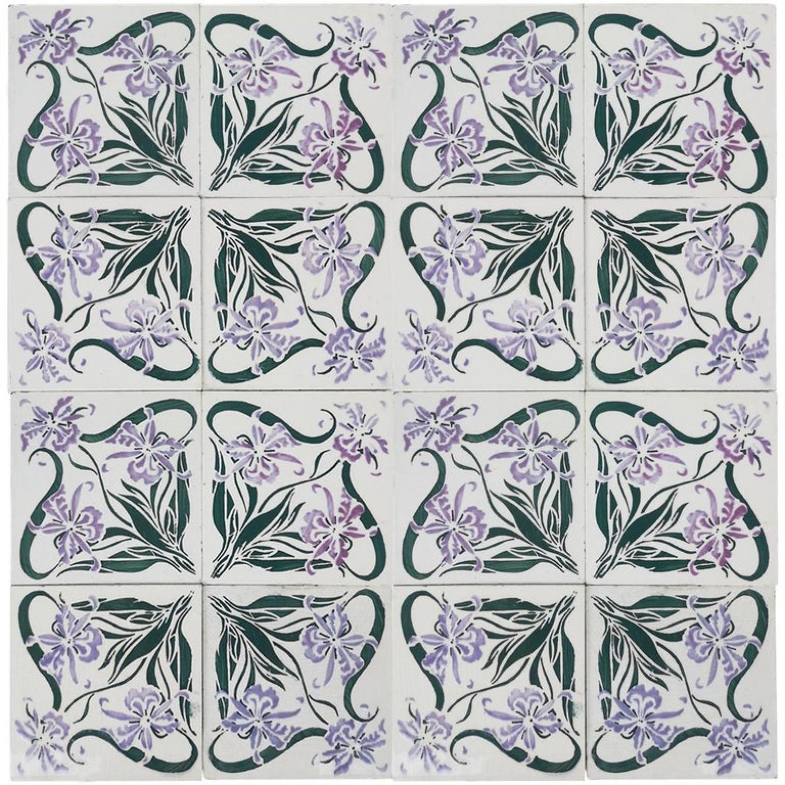 1 of the 40 Art Nouveau Wall Tiles Marque de Fabrique CF, Devres, France, 1920 For Sale at 1stDibs