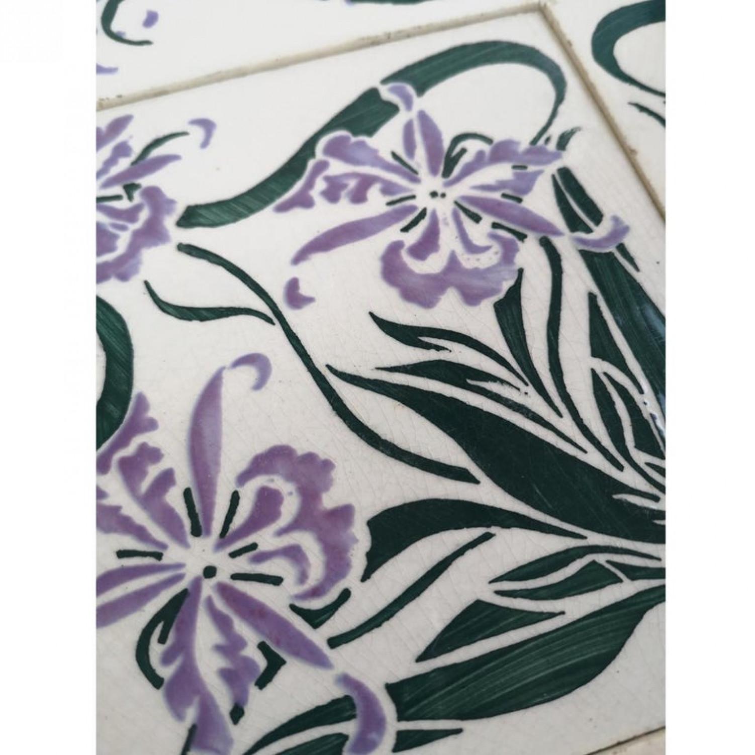 1 of the 40 Art Nouveau Wall Tiles Marque de Fabrique CF, Devres, France, 1920 For Sale at 1stDibs