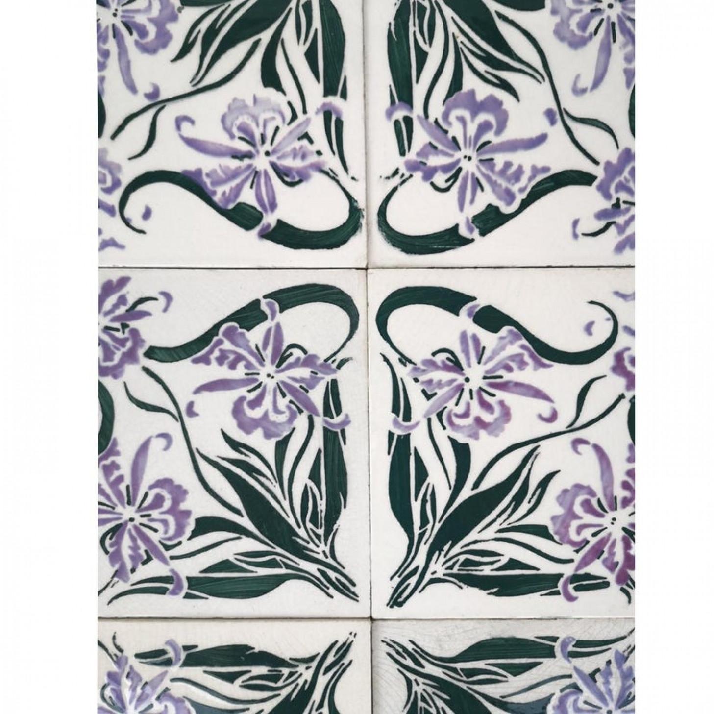 1 of the 40 Art Nouveau Wall Tiles Marque de Fabrique CF, Devres, France, 1920 For Sale at 1stDibs