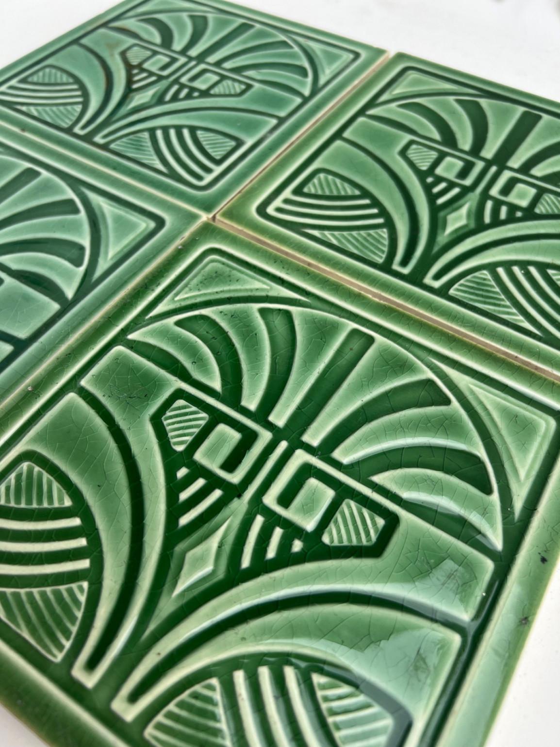 1 of the 45 Green Art Deco Glazed Relief Tiles by Deutsche ...