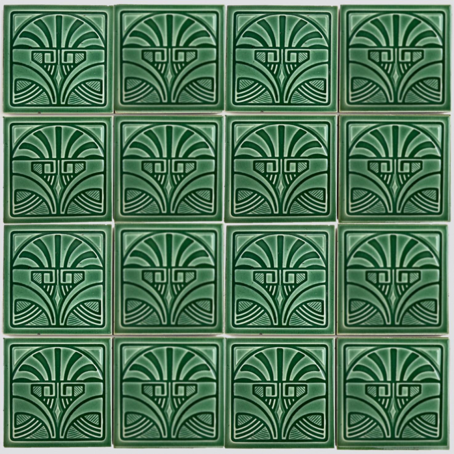 1 of the 45 Green Art Deco Glazed Relief Tiles by Deutsche ...