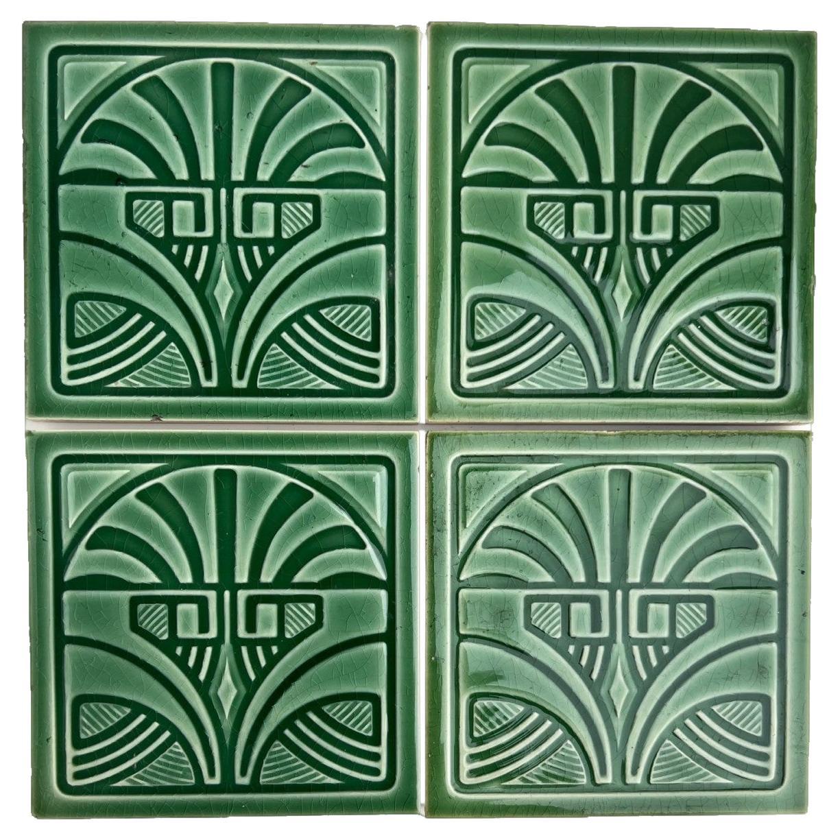 1 of the 45 Green Art Deco Glazed Relief Tiles by Deutsche ...