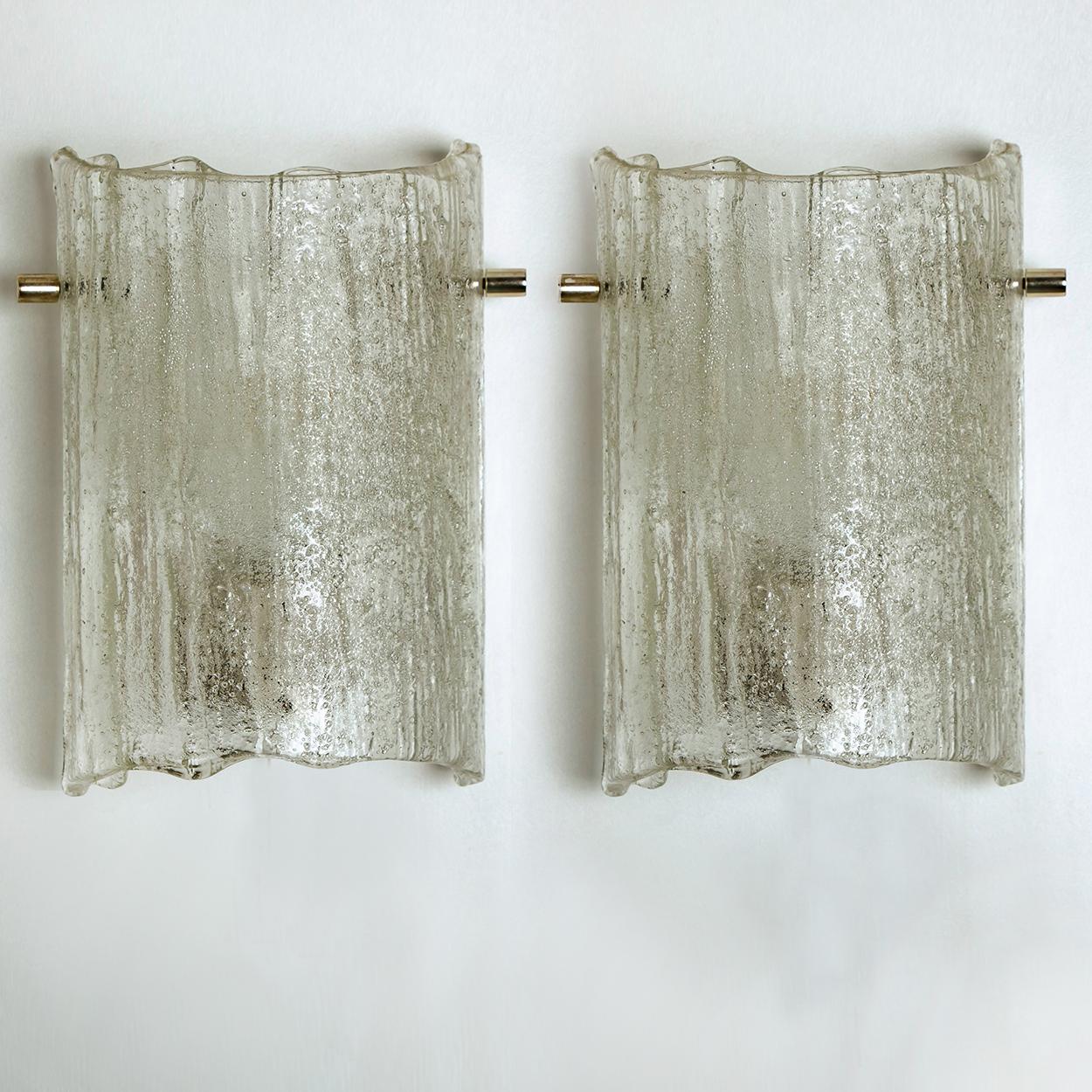 1 of the 5 pairs Massive Glass Wall Light Fixtures by J.T. Kalmar, 1960 ...