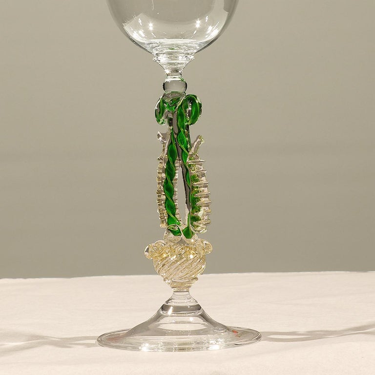 1 of the 6 Murano Venetian Crystal Signoretto Wine Glasses For Sale at ...