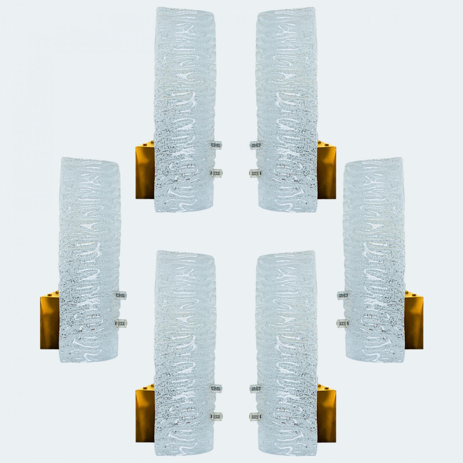 1 of the 6 Ribble Textured Glass Brass Wall Lights by J.T. Kalmar ...
