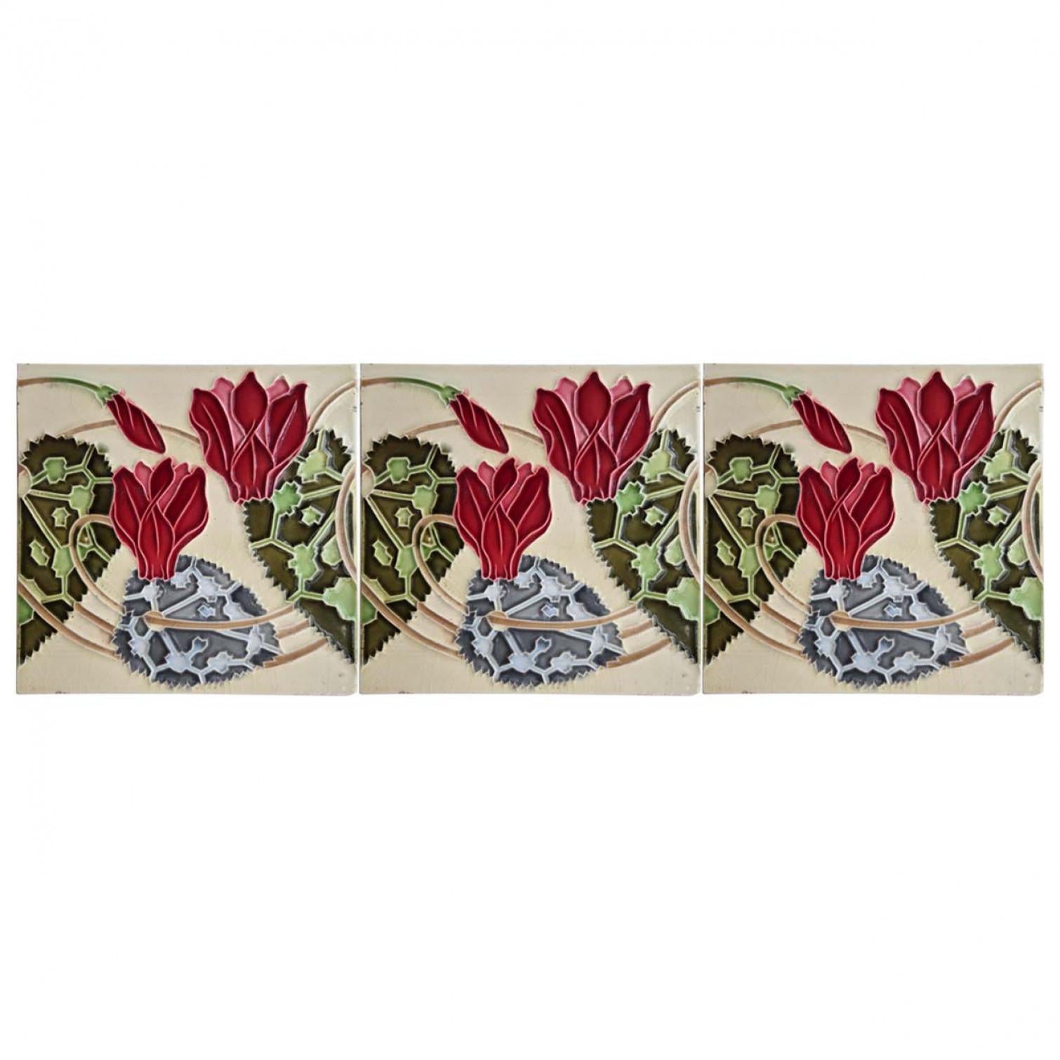 1 of the 63 Art Nouveau Glazed Relief Tiles by Gilliot, circa 1920 For ...