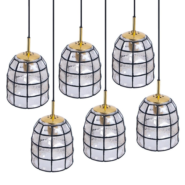 1 of the 8 Iron and Clear Glass Light Fixtures by Limburg, circa 1965 ...