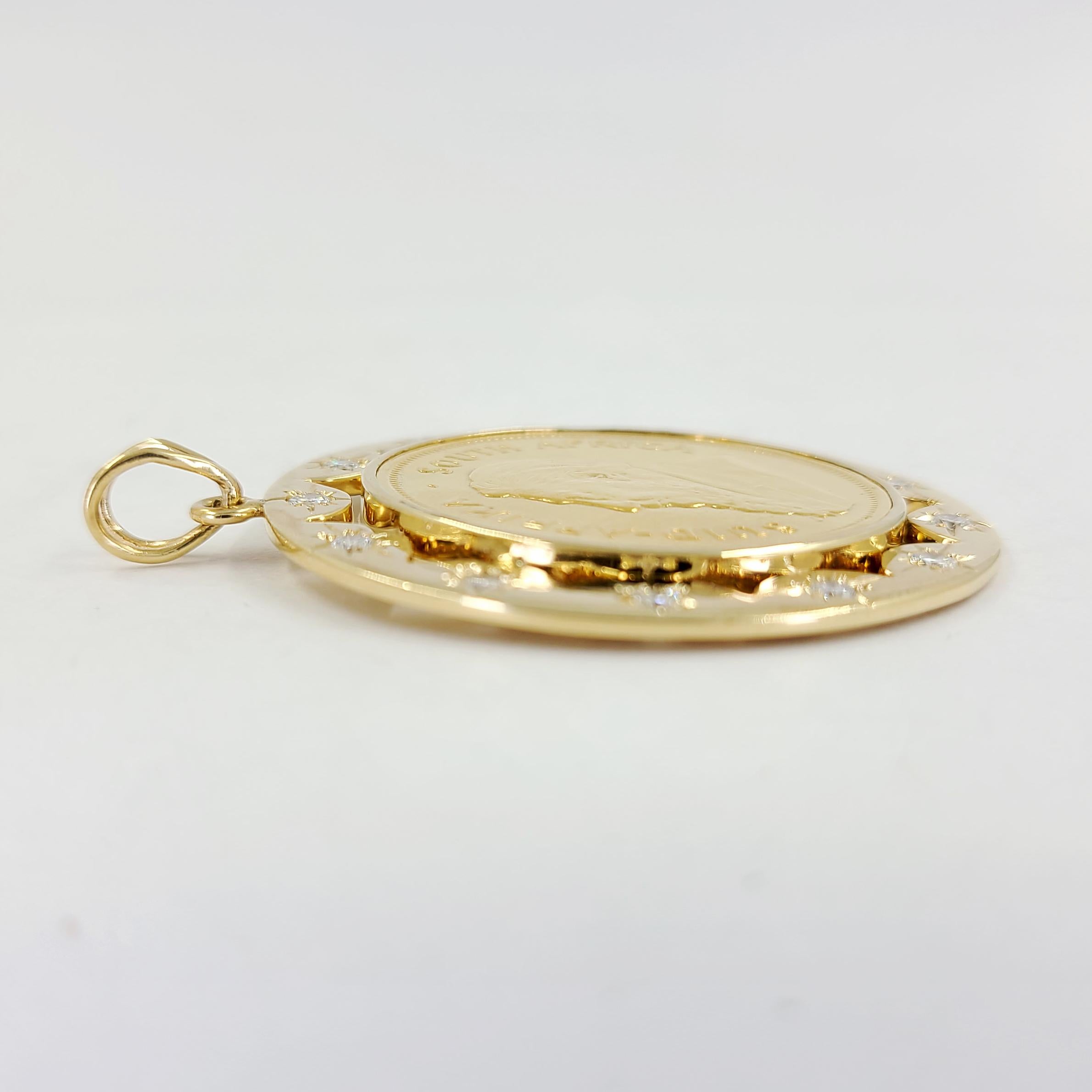 1 Ounce Krugerrand Coin Bezel Pendant with Diamonds For Sale at 1stDibs ...