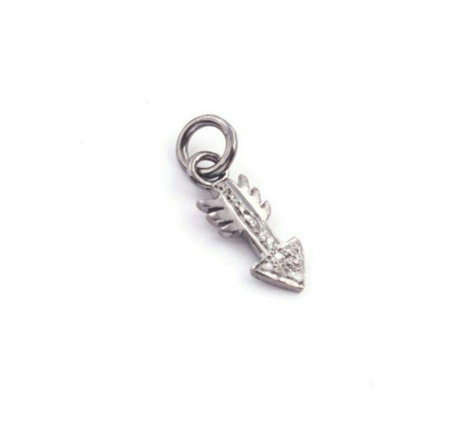 1 Pc Pave Diamond Arrowhead Charm Pendant 925 Sterling Silver Jewelry ...