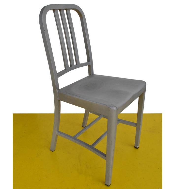 1 Vintage Emeco Side Chair in Brushed Aluminum at 1stDibs