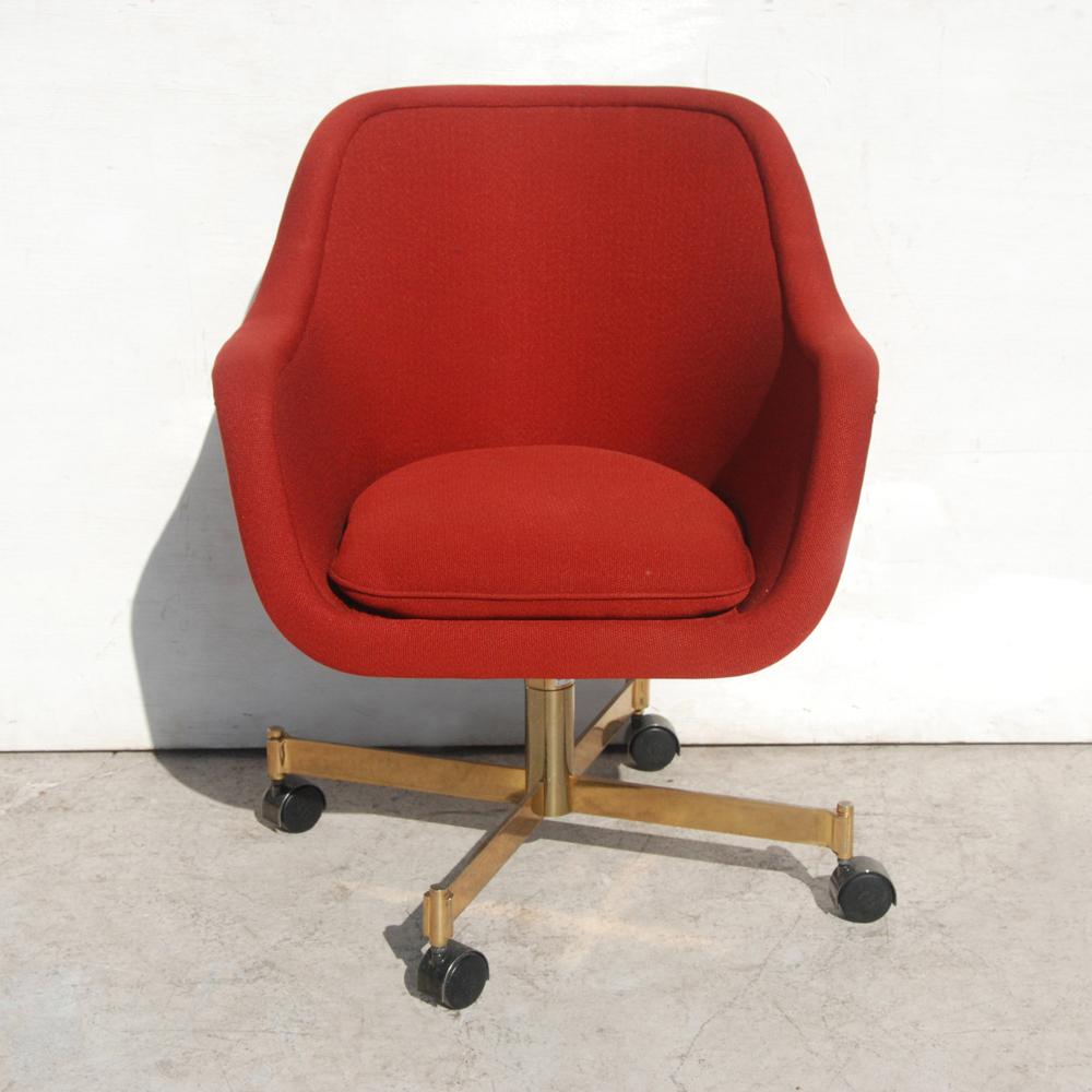 1 Ward Bennett for Brickel and Associates Red Bronze Base Bumper Chair ...