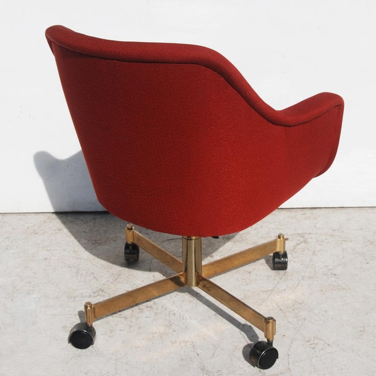 1 Ward Bennett for Brickel and Associates Red Bronze Base Bumper Chair ...