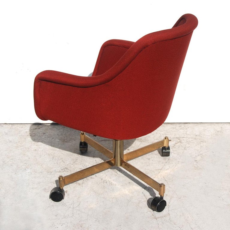 1 Ward Bennett for Brickel and Associates Red Bronze Base Bumper Chair ...