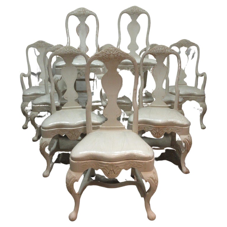 10-100% Original Painted Swedish Rococo Chairs For Sale at 1stDibs