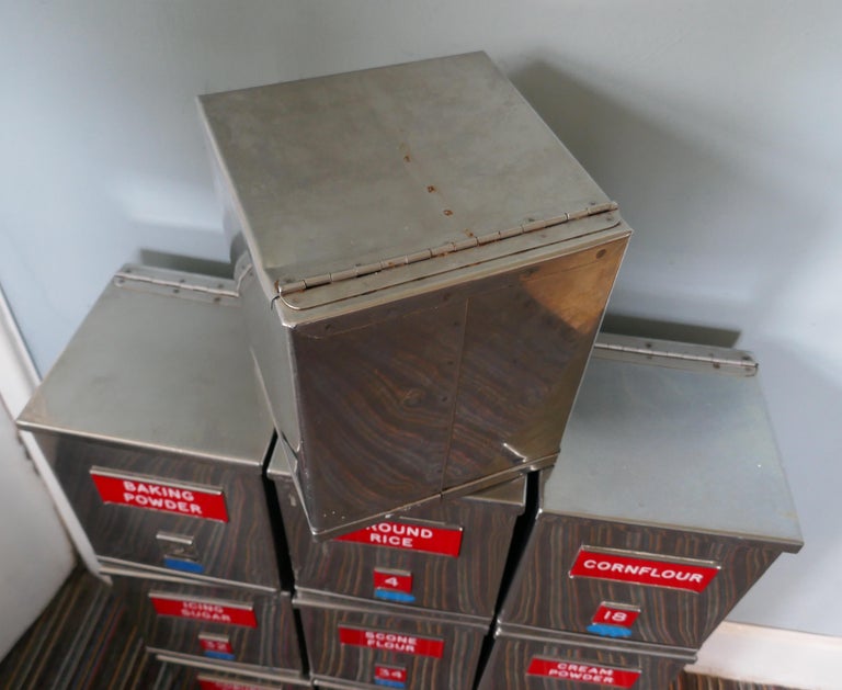 10, 1960s Retro Stainless Food Canister Storage Tins at 1stDibs