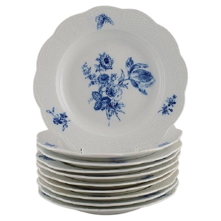 Eight Antique Meissen Plates in Hand Painted Porcelain with Floral ...