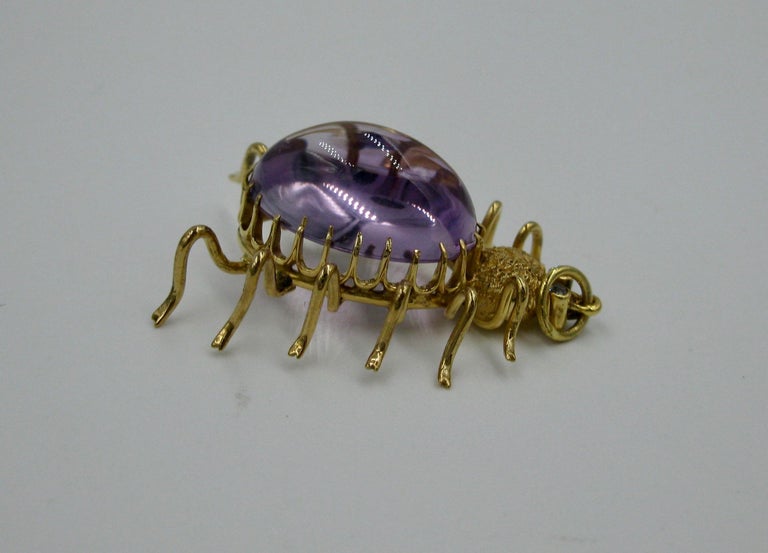 10 Carat Amethyst Diamond Spider Insect Pendant Vintage Modern Gold For ...