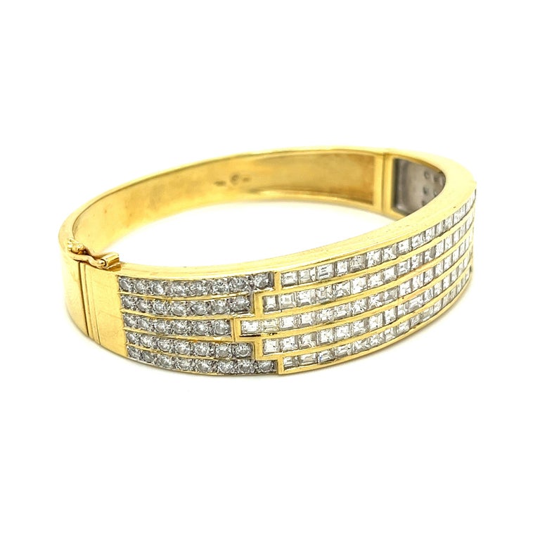 10 Carat Baguette Cut Multi-Row Diamond Encrusted Bangle Bracelet in ...