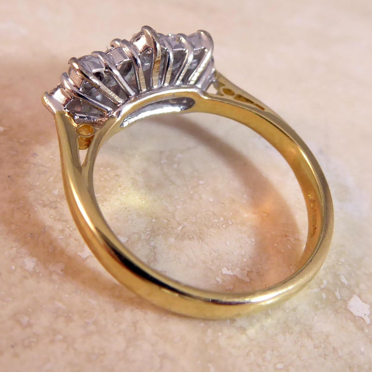 1.0 Carat Diamond Cluster Ring, Baguette and Brilliant Cut, Boat Shape ...