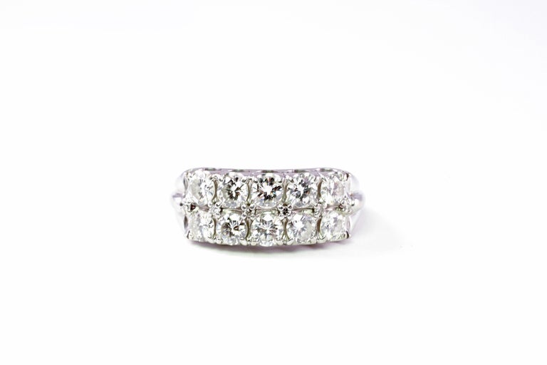 1.0 Carat Diamond Two Row Ring in 14 Karat White Gold at 1stDibs