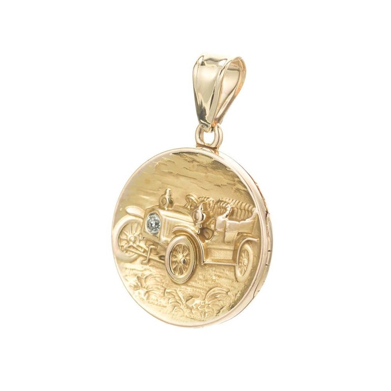 .10 Carat Diamond Yellow Gold Ford Model T Locket Pendant For Sale at ...