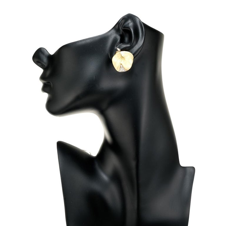 .10 Carat Diamond Yellow White Gold Artisan Clip Post Earrings For Sale ...