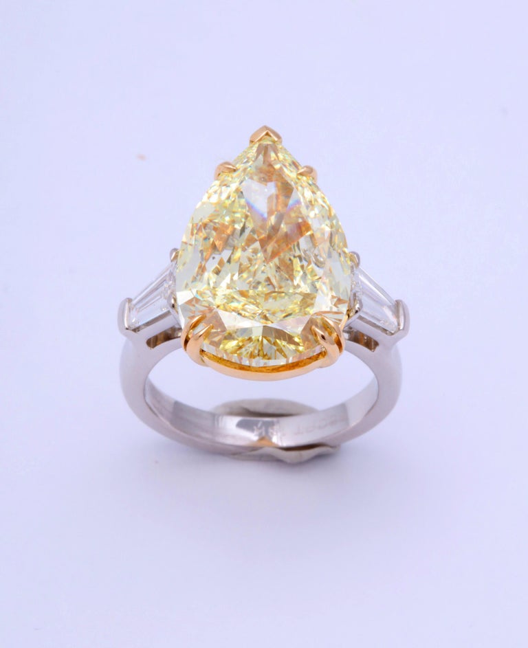 10 Carat Fancy Yellow Pear Shape Ring GIA Certified For Sale at 1stDibs ...