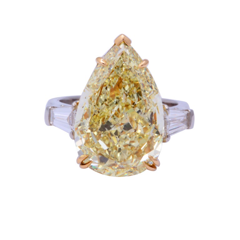 10 Carat Fancy Yellow Pear Shape Ring GIA Certified For Sale at 1stDibs ...
