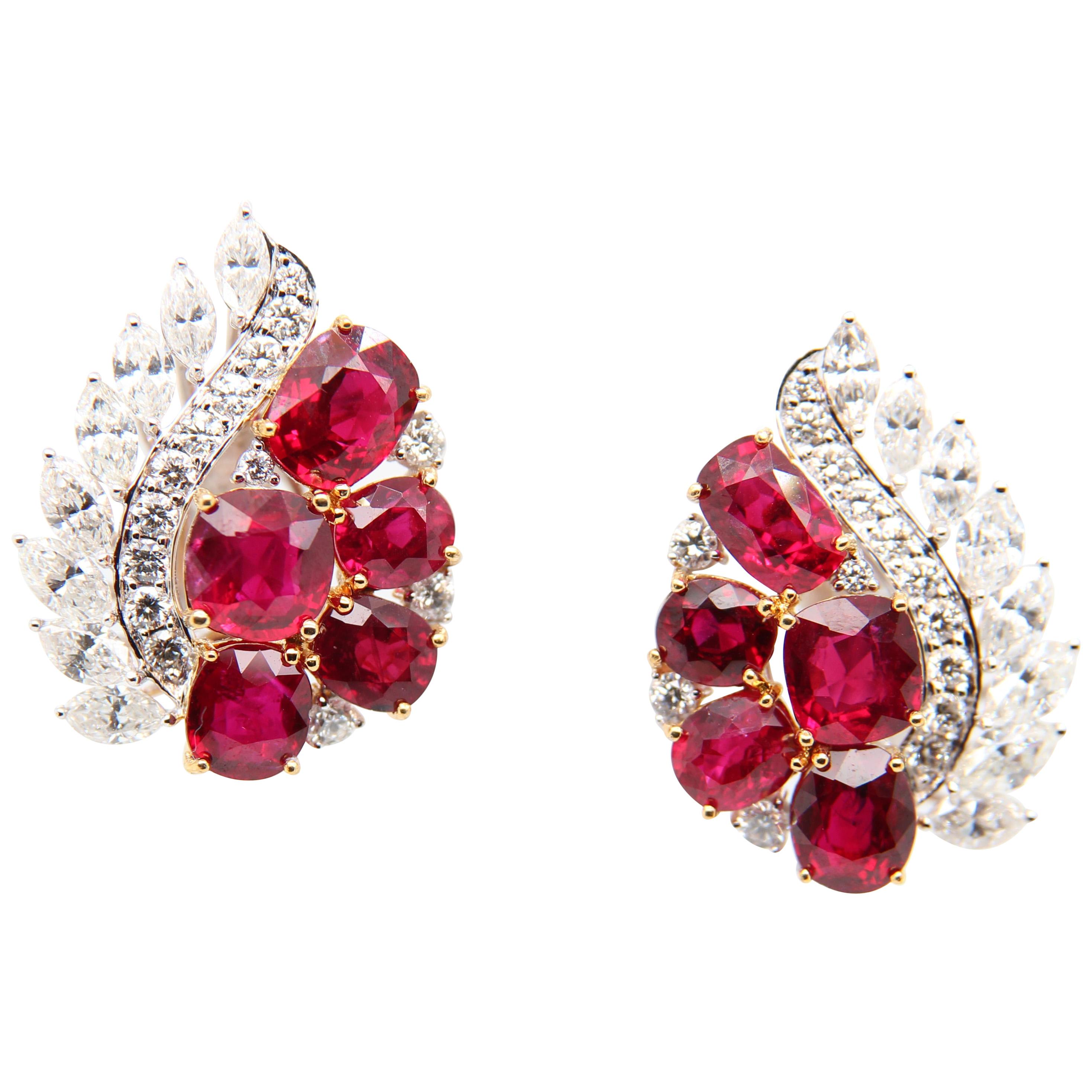 10 Carat Gubelin 'Pigeon's Blood' Modern Ruby Earring in 18 Karat White ...