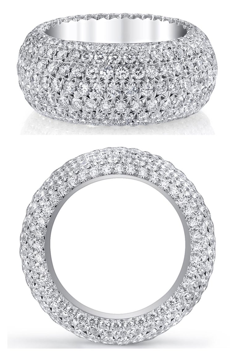 10 Carat Round Cut Diamond Eternity Band 950 Platinum Ring For Sale at ...