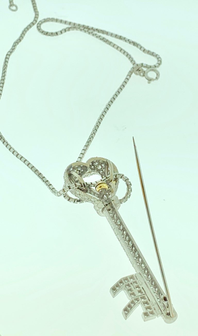 10 Carat Diamonds Key Necklace / Pin 18 Karat White Gold Designer ...