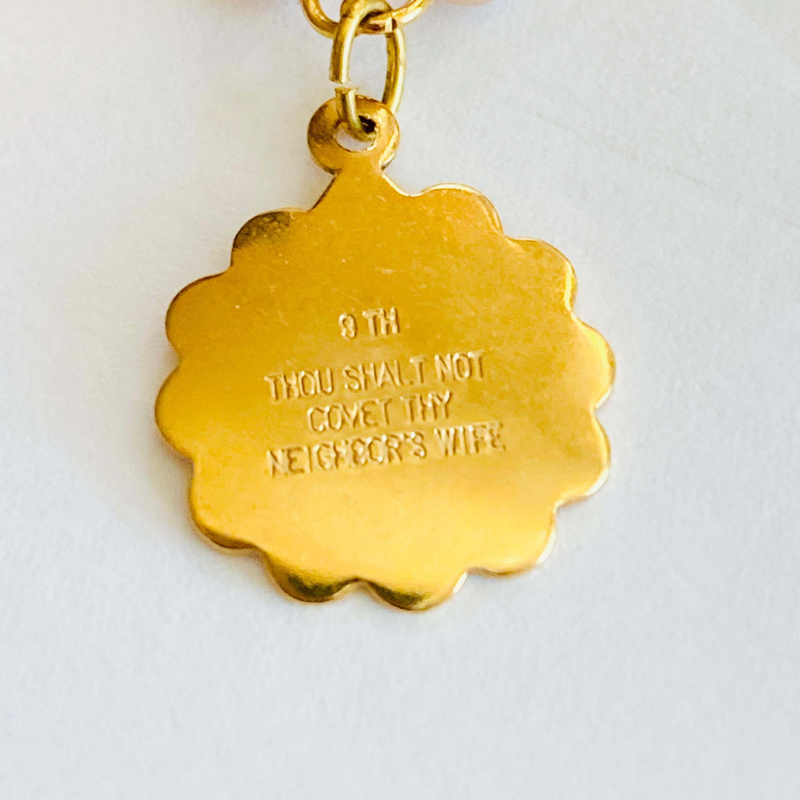 10 Commandments Gold and Rose Pearl Beads, Religious Ten Commandments ...