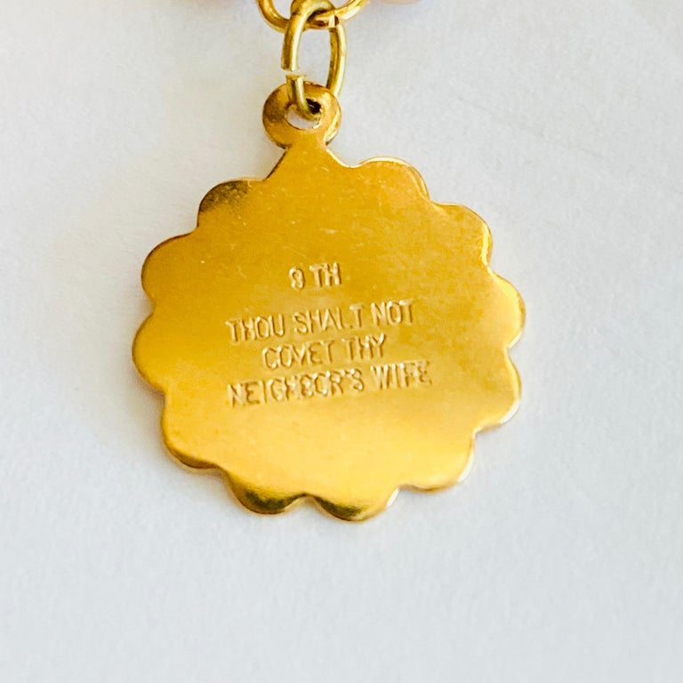 10 Commandments Gold and Rose Pearl Beads, Religious Ten Commandments ...