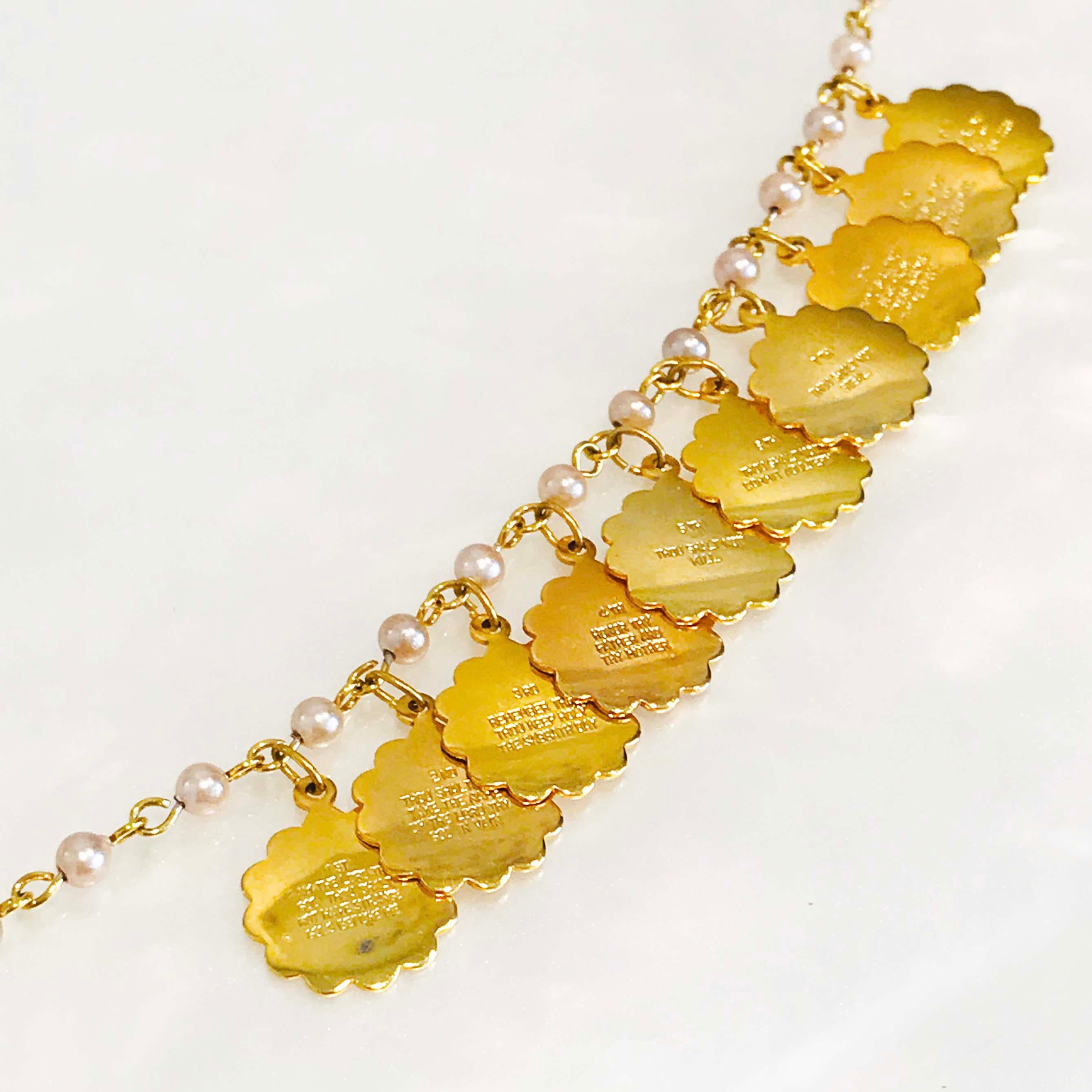 10 Commandments Gold and Rose Pearl Beads, Religious Ten Commandments ...