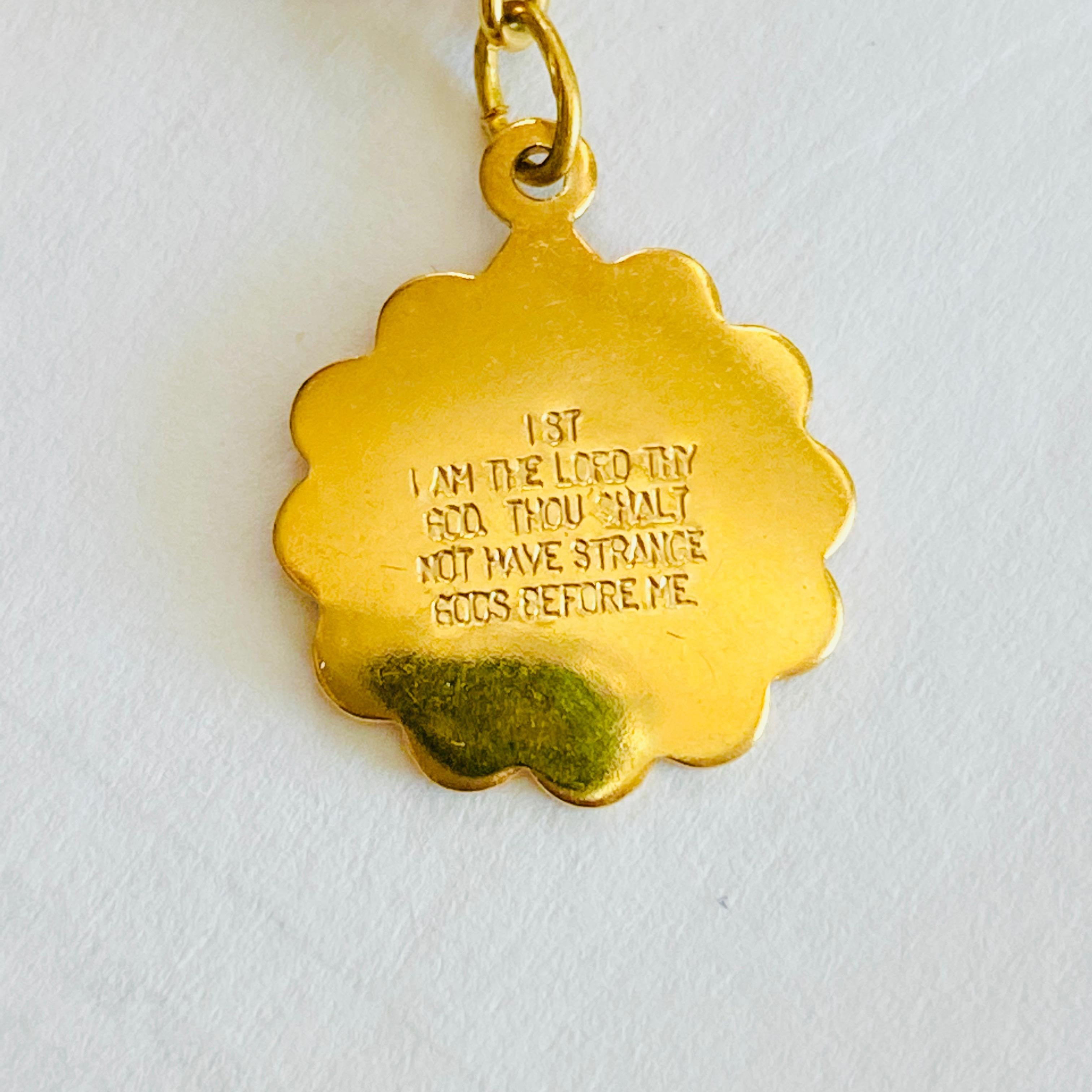 10 Commandments Gold and Rose Pearl Beads, Religious Ten Commandments ...