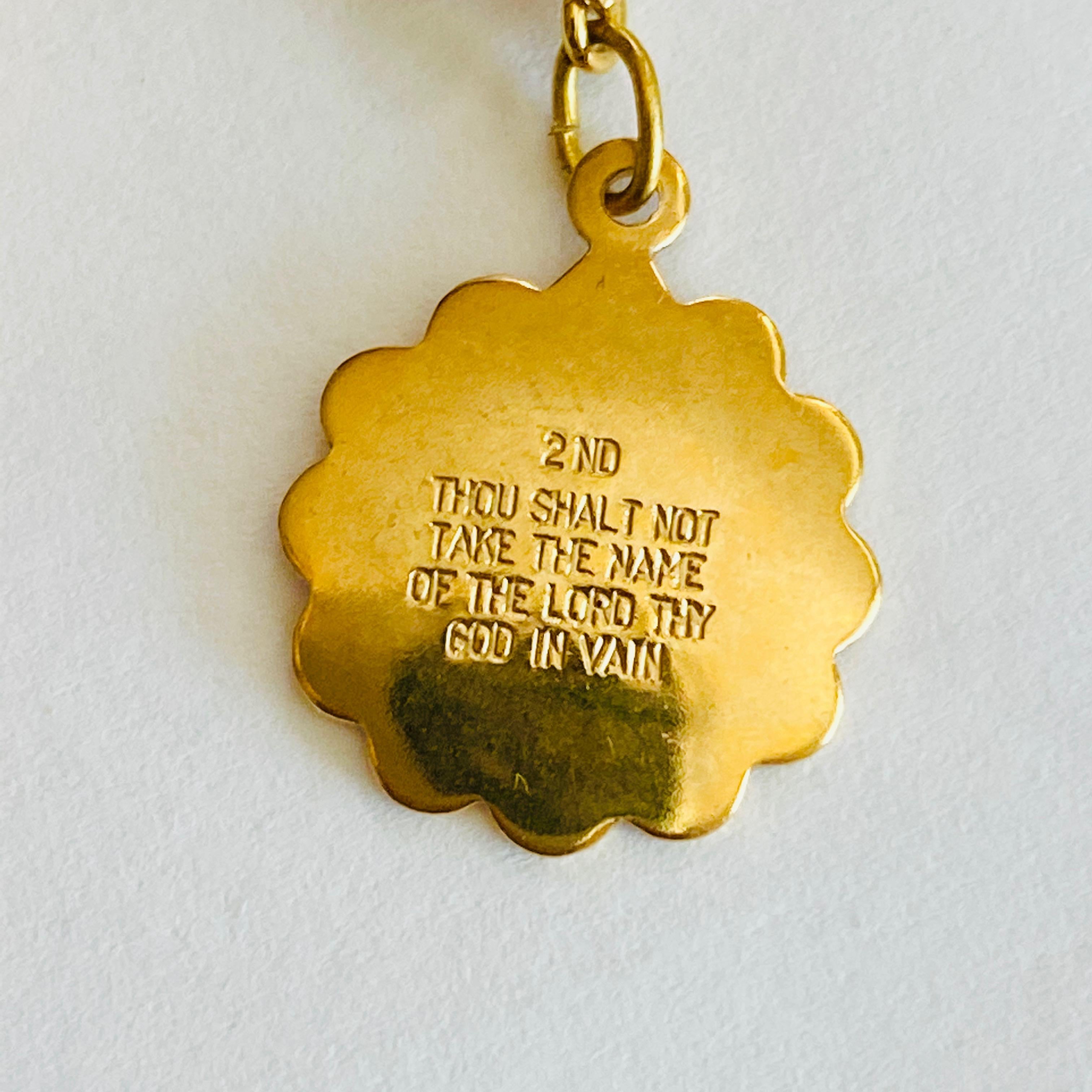 10 Commandments Gold and Rose Pearl Beads, Religious Ten Commandments ...