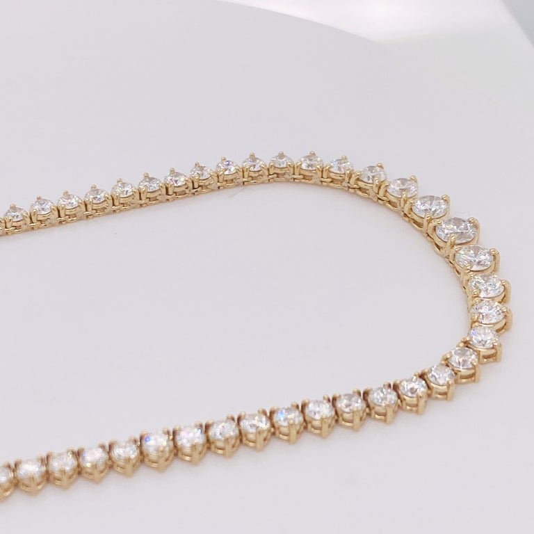 10 Carat Diamond Tennis Riviera Necklace 10 Carats Tapering Choker ...