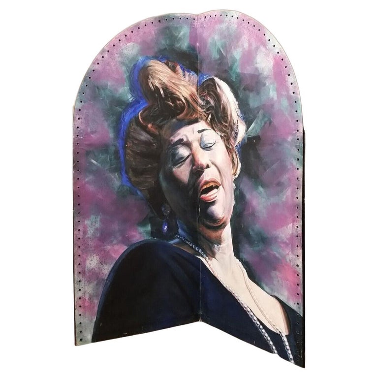 10' Foot Tall Oil on Canvas Portrait of Ella Fitzgerald For Sale at 1stDibs