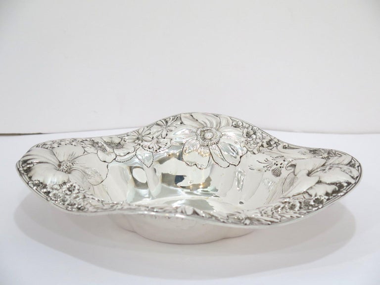 Sterling Silver Gorham Antique Floral Repousse Oval Serving Bowl For ...