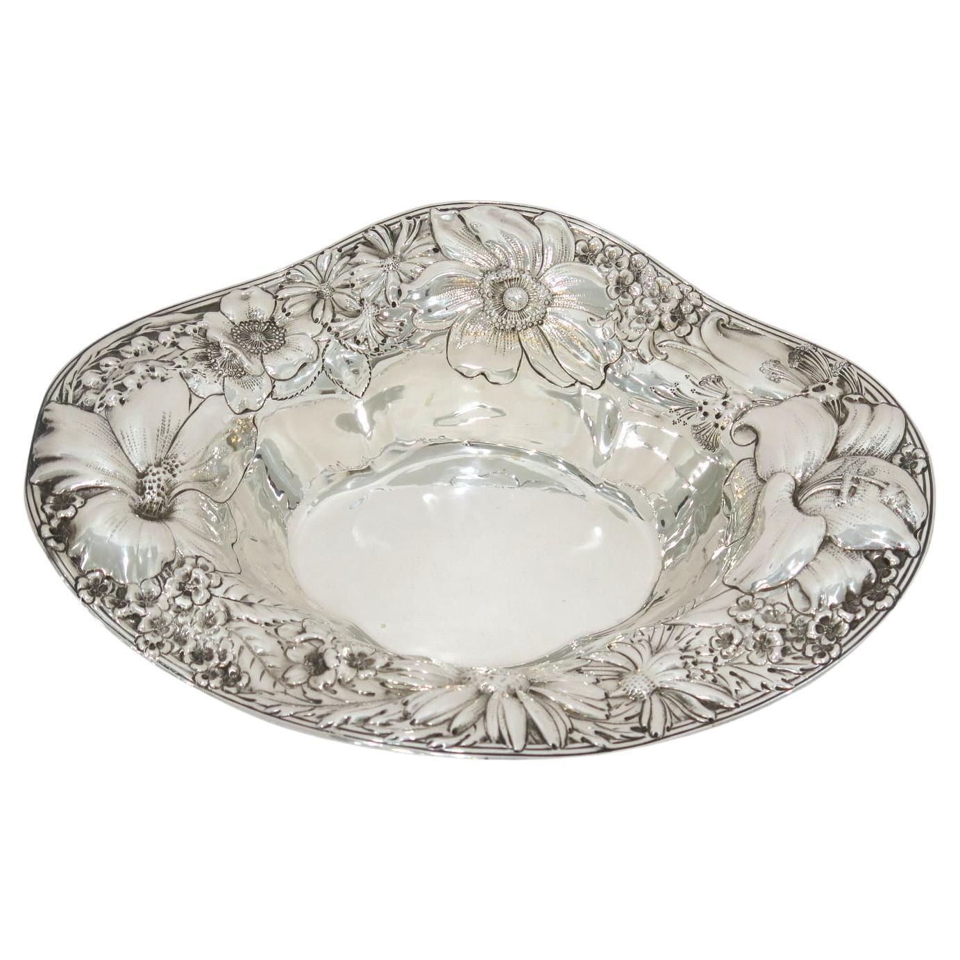 Sterling Silver Gorham Antique Poppy Flower Oval Centerpiece Bowl For ...