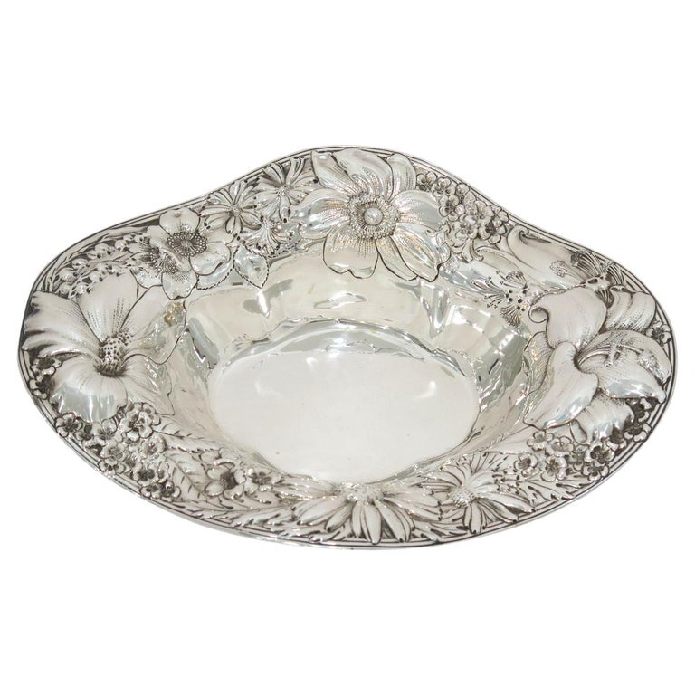 Sterling Silver Gorham Antique Floral Repousse Oval Serving Bowl For ...