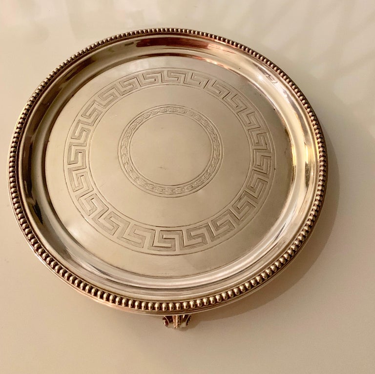 Silver Plate Greek Key Tray at 1stDibs